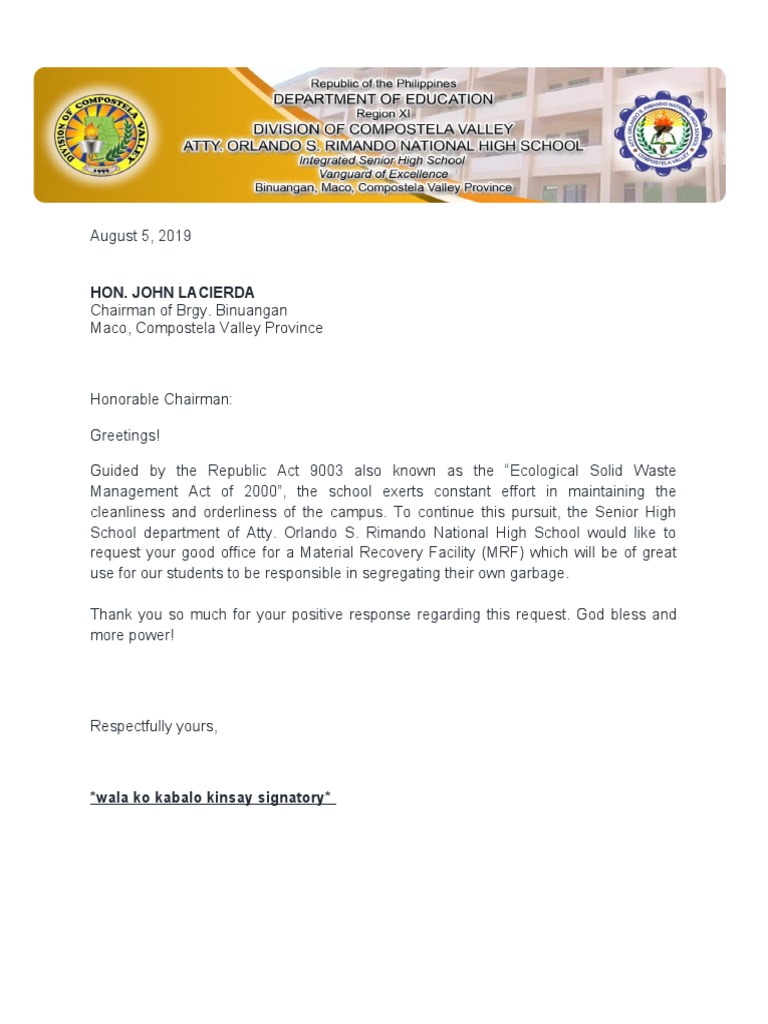 Letter Request For MRF | PDF