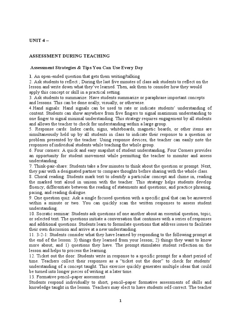 Assess Student Understanding with 14 Tools | PDF | Educational ...