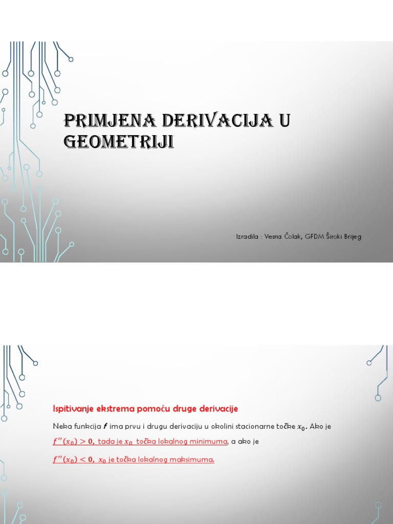 Primjena Derivacija U Geometriji | PDF