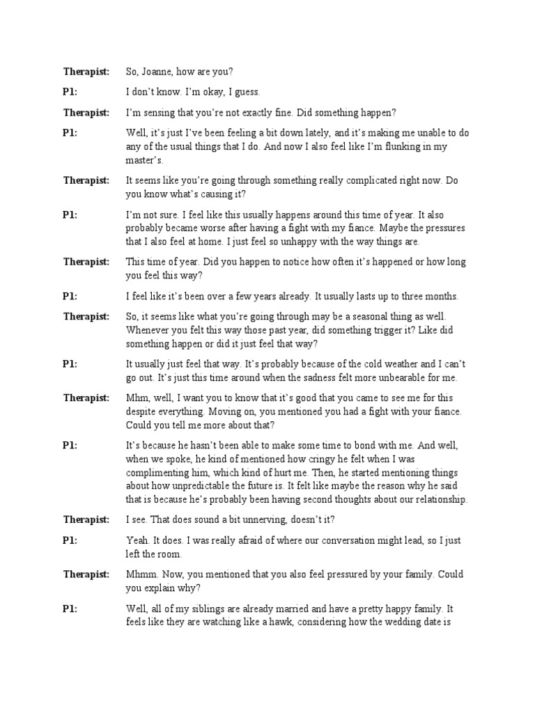 Seasonal Affective Disorder and Relationship Stressors: A Client Explores Feelings of Depression ...