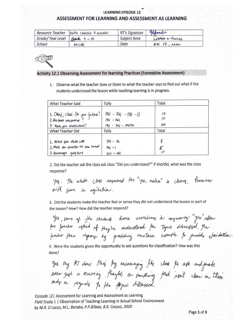 FS 1 Activity 12 | PDF | Learning | Teachers