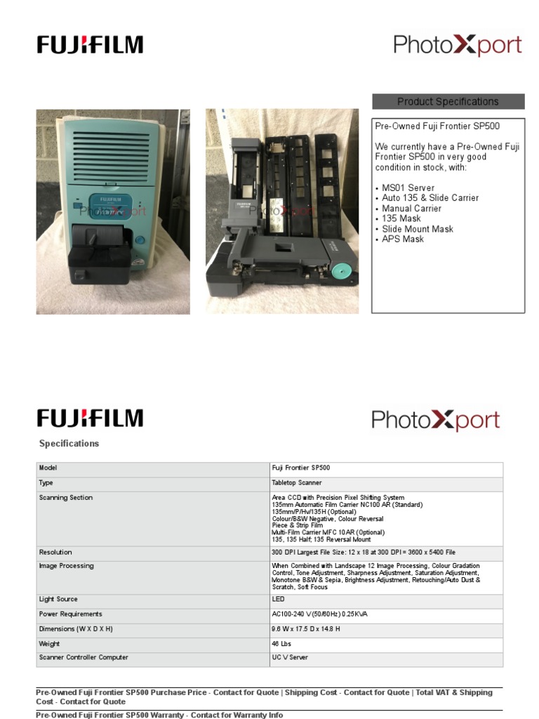 Pre-Owned Fuji Frontier SP500 Scanner | PDF