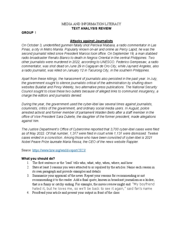 MIL Module 4 Text Analysis Review | PDF | Human Rights | Government