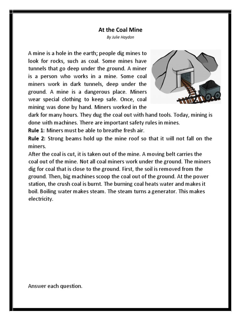 Reading Materials Grade 6 Pdf Mining Coal