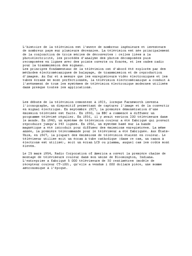 Évolution de la télévision moderne | PDF | Télévision | Technologie de ...