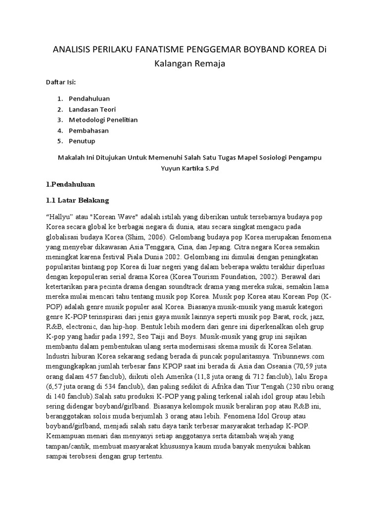 Fanatisme K-Pop di Kalangan Remaja | PDF | Seni | Agama & Spiritualitas