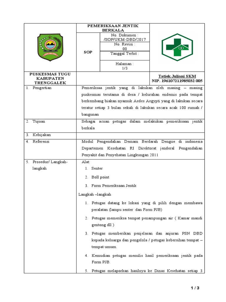 SOP PEMERIKSAAN JENTIK BERKALA | PDF