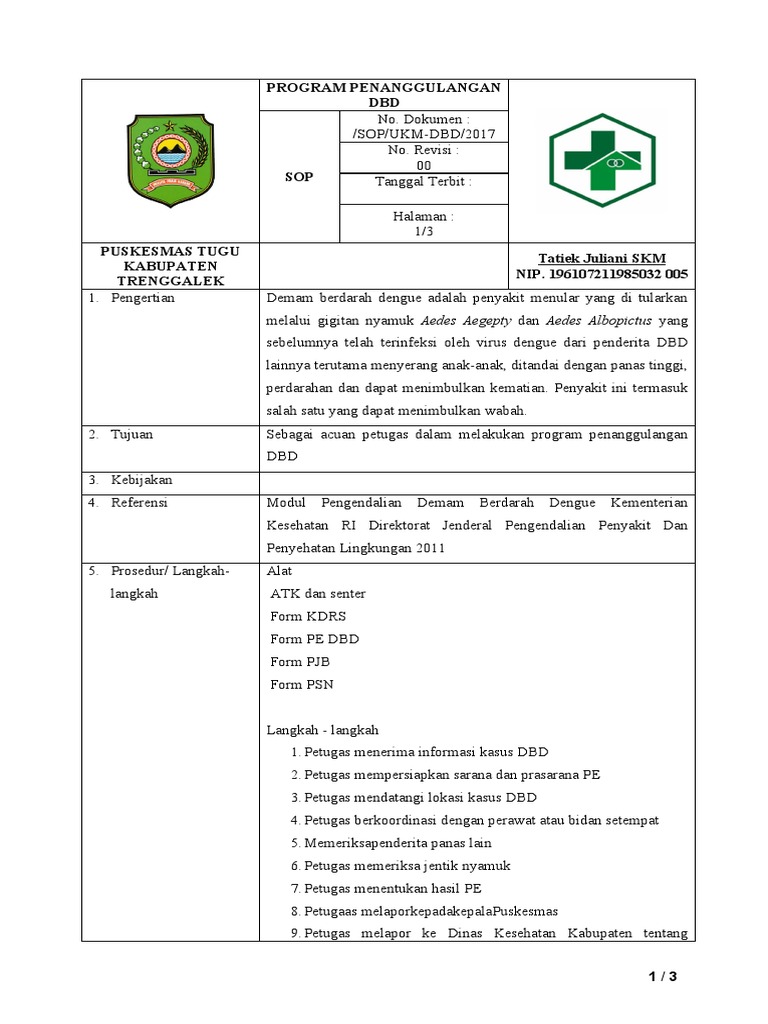 Sop Program Penanggulangan DBD | PDF