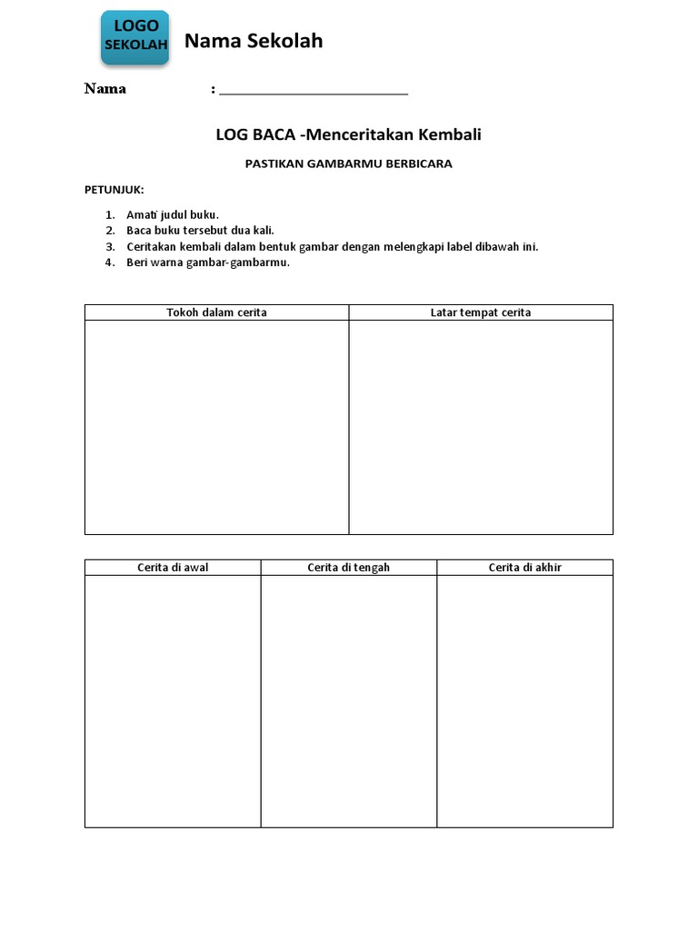 Log Baca - Ceritakan Kembali Buku Lewat Gambar | PDF