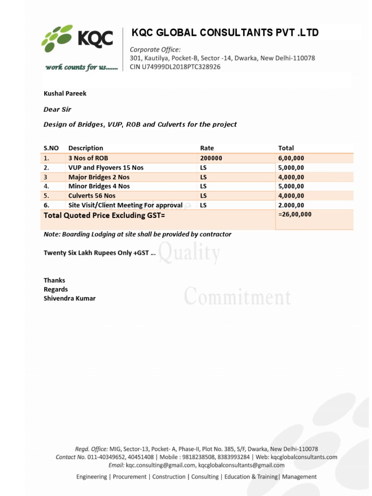 Quotation For Structure Design | PDF