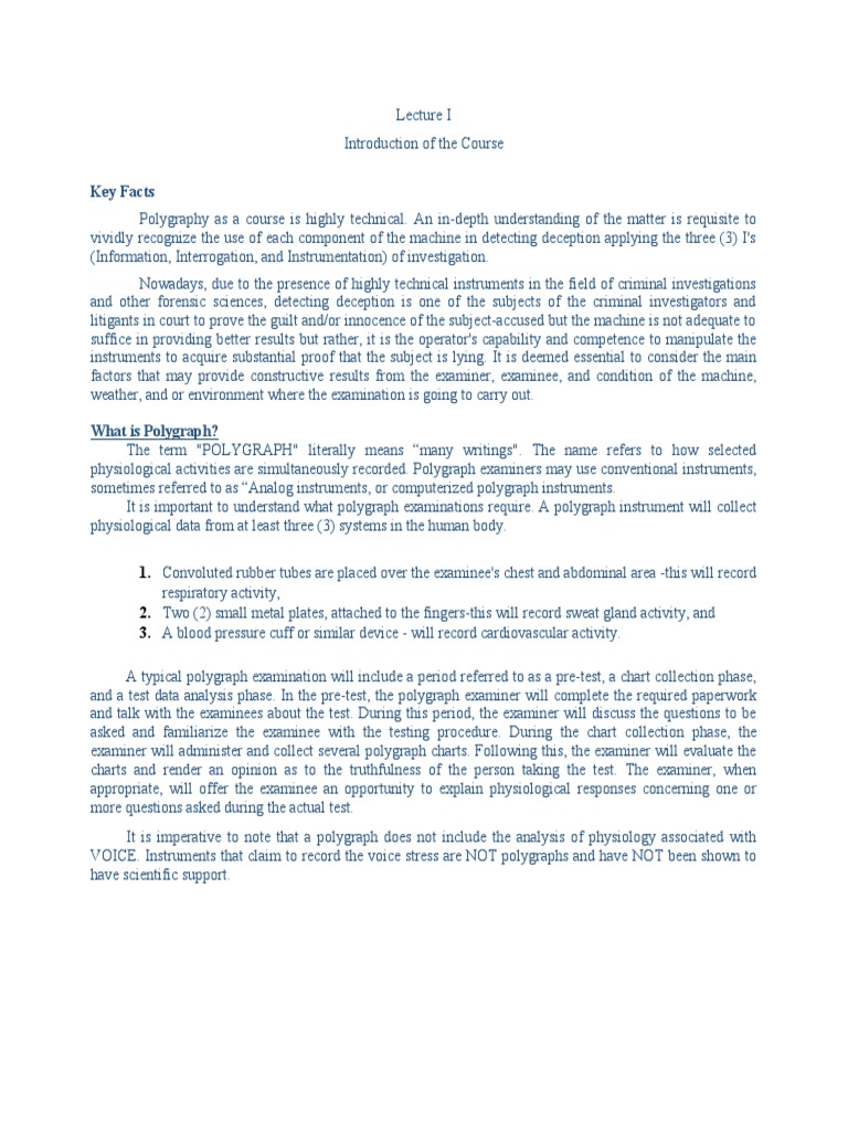 LectureI&II - 548430314 | Download Free PDF | Polygraph