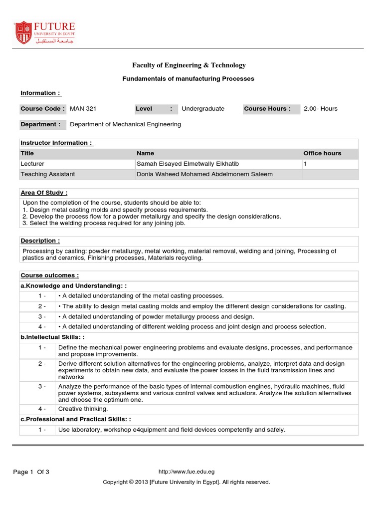 Manufacturing Process | PDF | Engineering | Casting