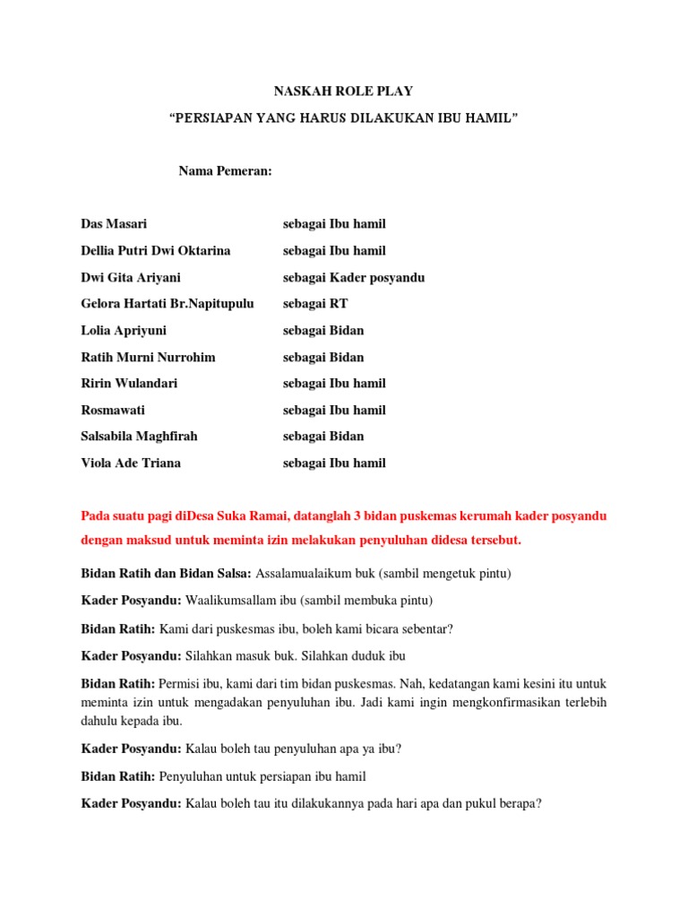 NASKAH ROLE PLAY Kel 2 | PDF