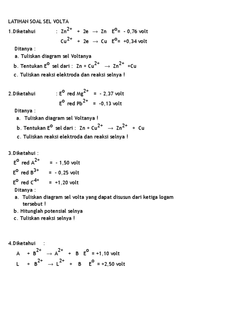 Latihan Soal Sel Volta | PDF | Metode & Bahan Ajar | Sains & Matematika