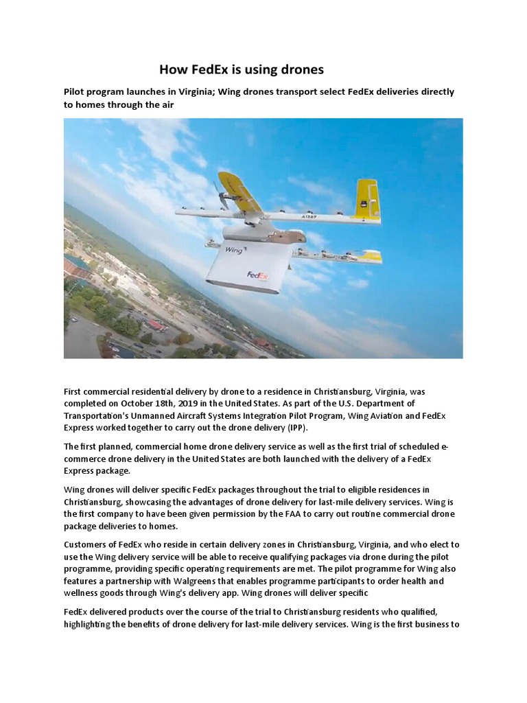 How FedEx Is Using Drones | PDF | Unmanned Aerial Vehicle | Fed Ex