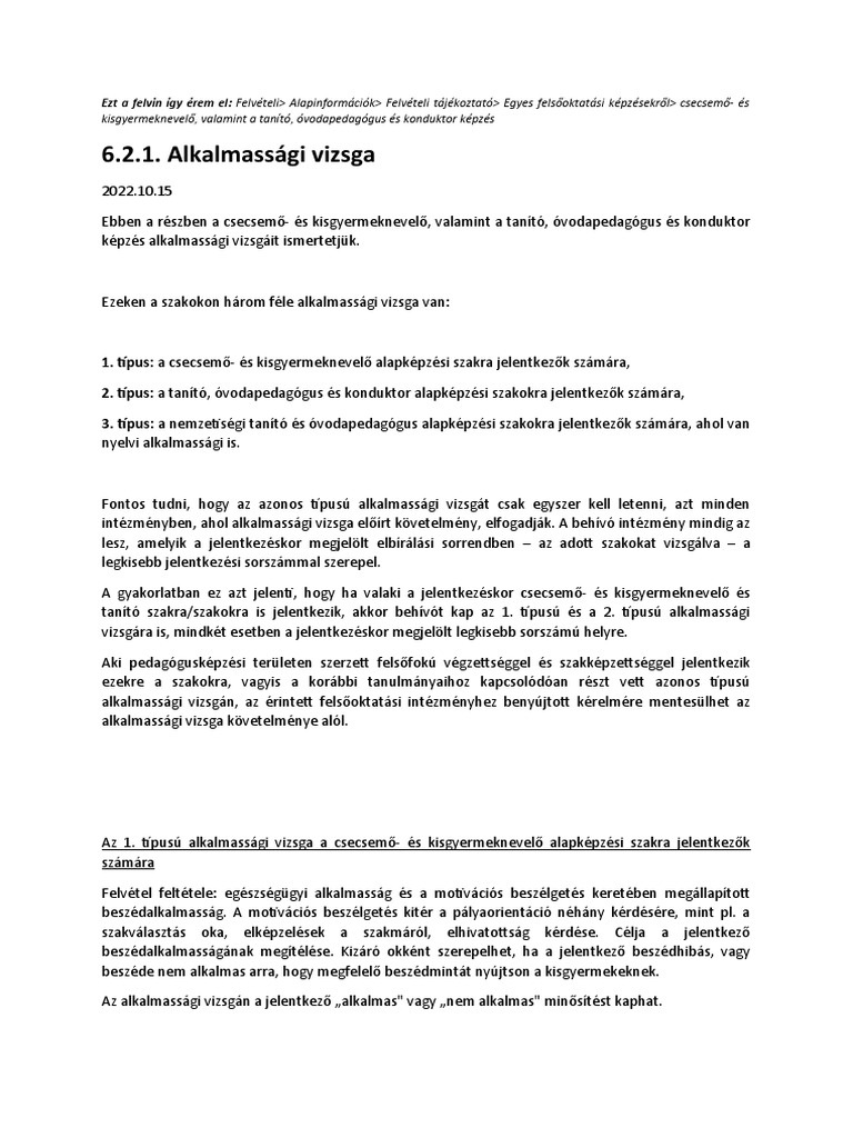 Alkalmassági Vizsga | PDF