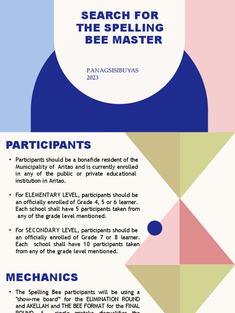 Aritao Spelling Bee 2023 Mechanics | PDF | Foreign Language Studies