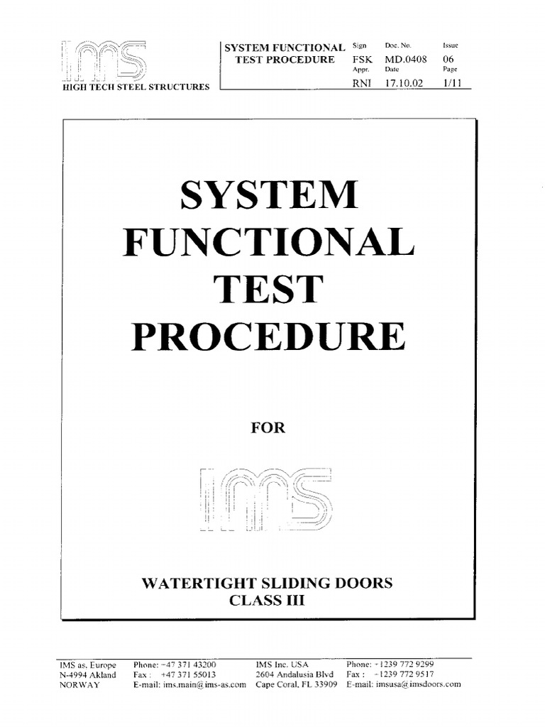 Cap3 - System Functional Test Procedure | PDF Cap3 - System Functional Test Procedure | PDF