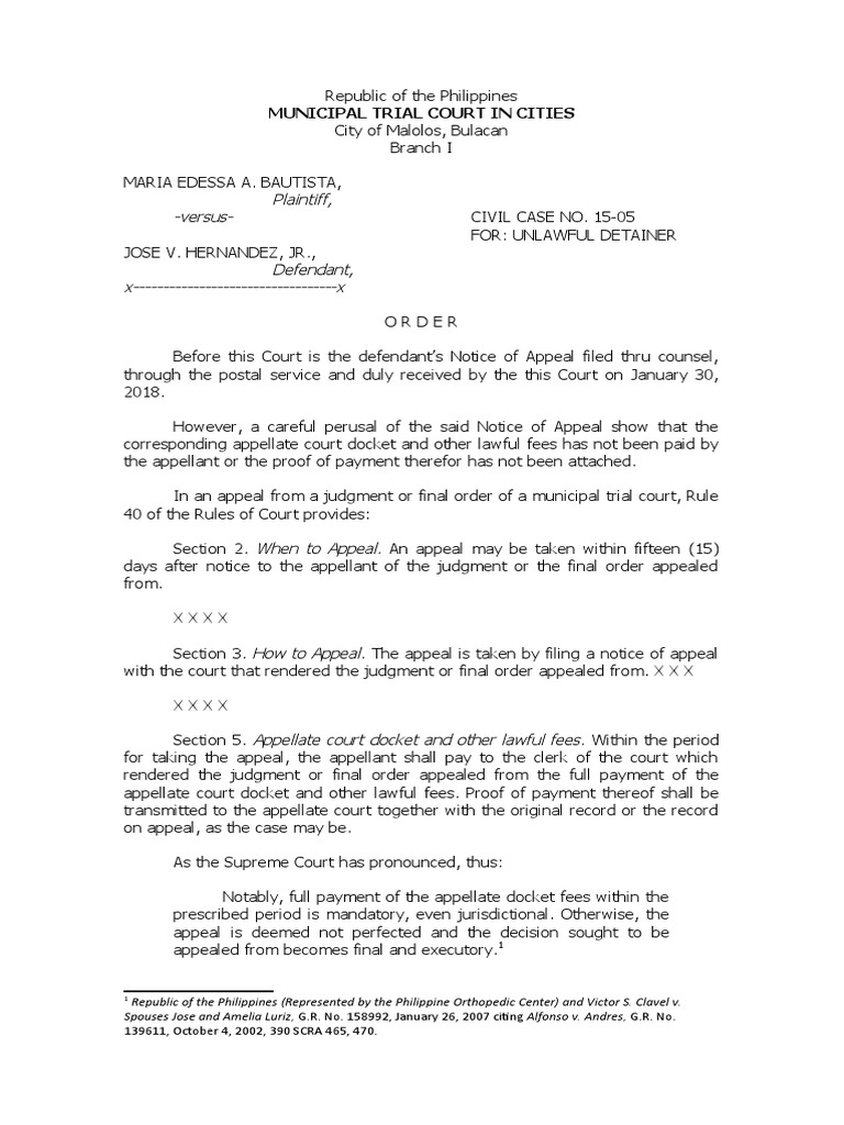 Notice of Appeal Denial Order | PDF | Judgment (Law) | Appeal