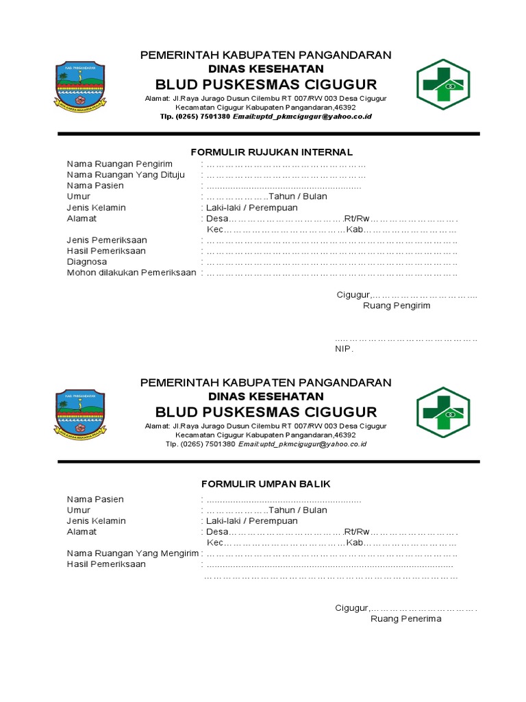Formulir Rujukan Internal | PDF
