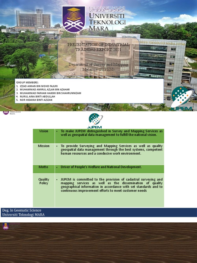 JUPEM Industrial Training 2021 | PDF | Geographic Information System | Surveying