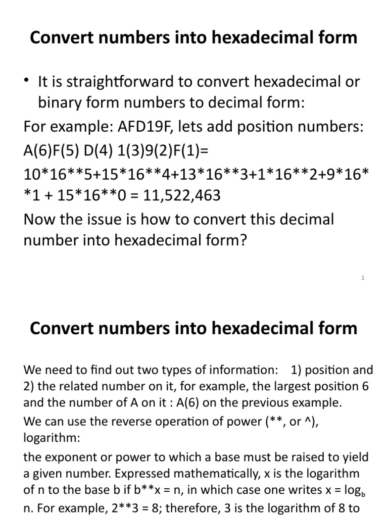 How To Convert Decimal Number To Hexadecimal Form | PDF