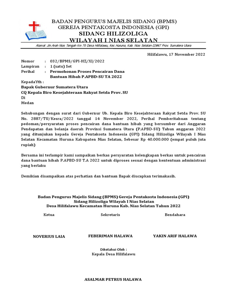 P APBD Contoh Format Permohonan Pencairan Bansos - Copy-1 | PDF