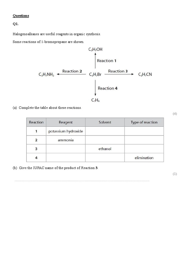 Halogenoalkanes Alcohol and Spectra Unit 2 | PDF | Chemical Reactions ...