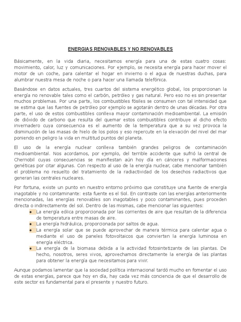 Energías Renovables para Niños | PDF | Energía renovable | Contaminación