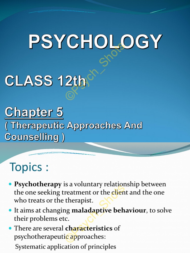 Chapter 5 Class 12 Psychology | PDF | Psychotherapy | Cognitive ...