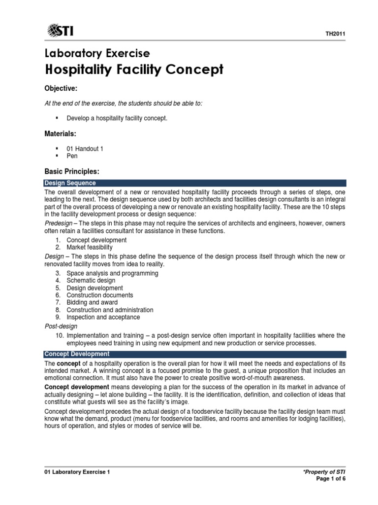 01 Laboratory Exercise 1 | PDF | Hotel | Restaurants