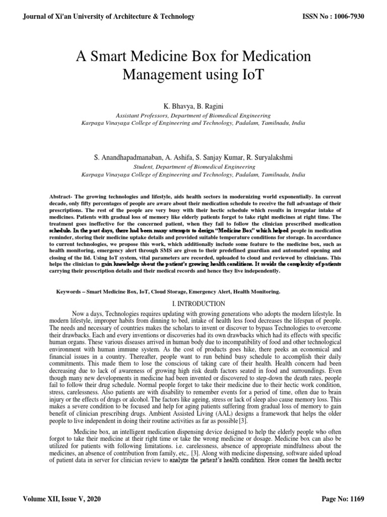 A Smart Medicine Box For Medication Management Using IoT | PDF ...