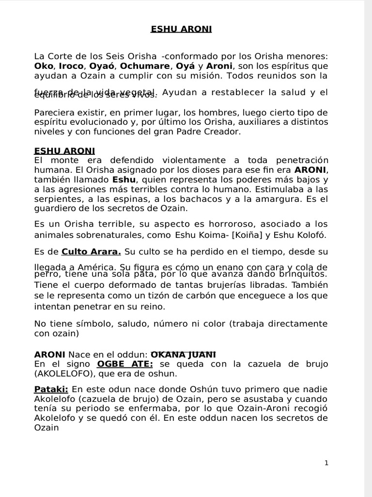 Carga de Eshu Aroni y sus secretos | PDF | Santeria