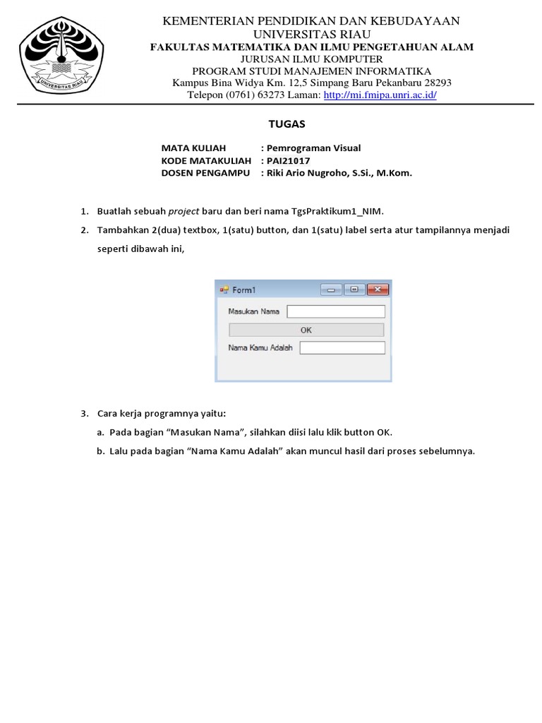 Tugas Pemrograman Visual: Proyek Textbox | PDF | Karier & Perkembangan | Komputer