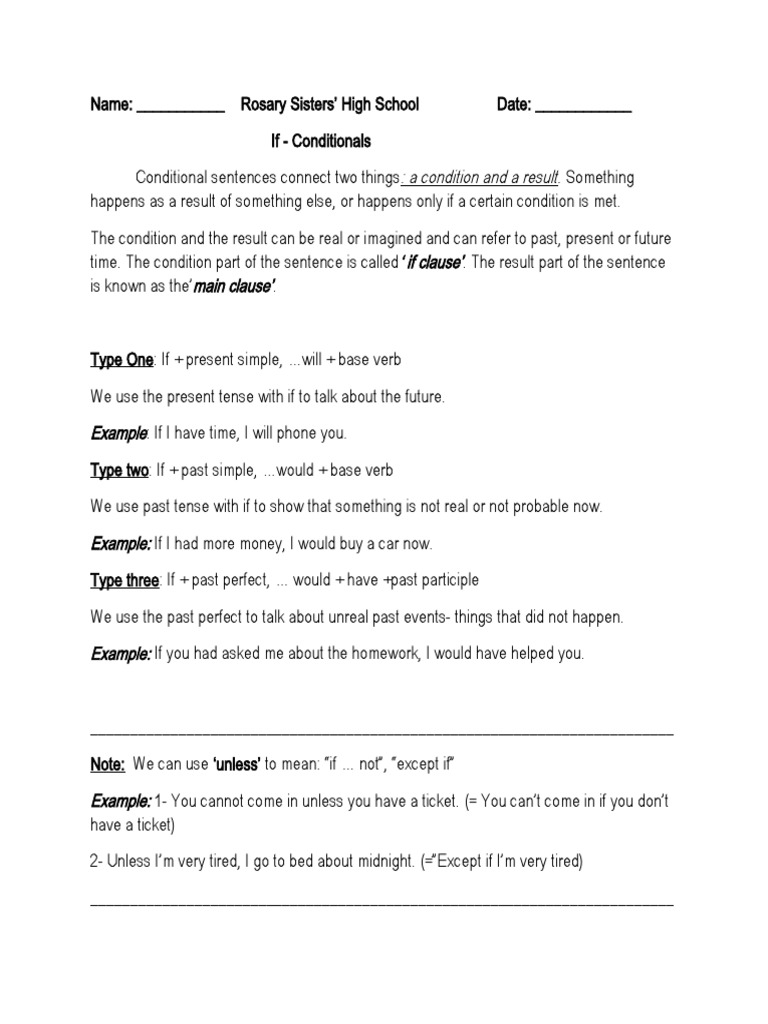 If - Conditionals 8th Grade | PDF | Grammatical Tense | Verb