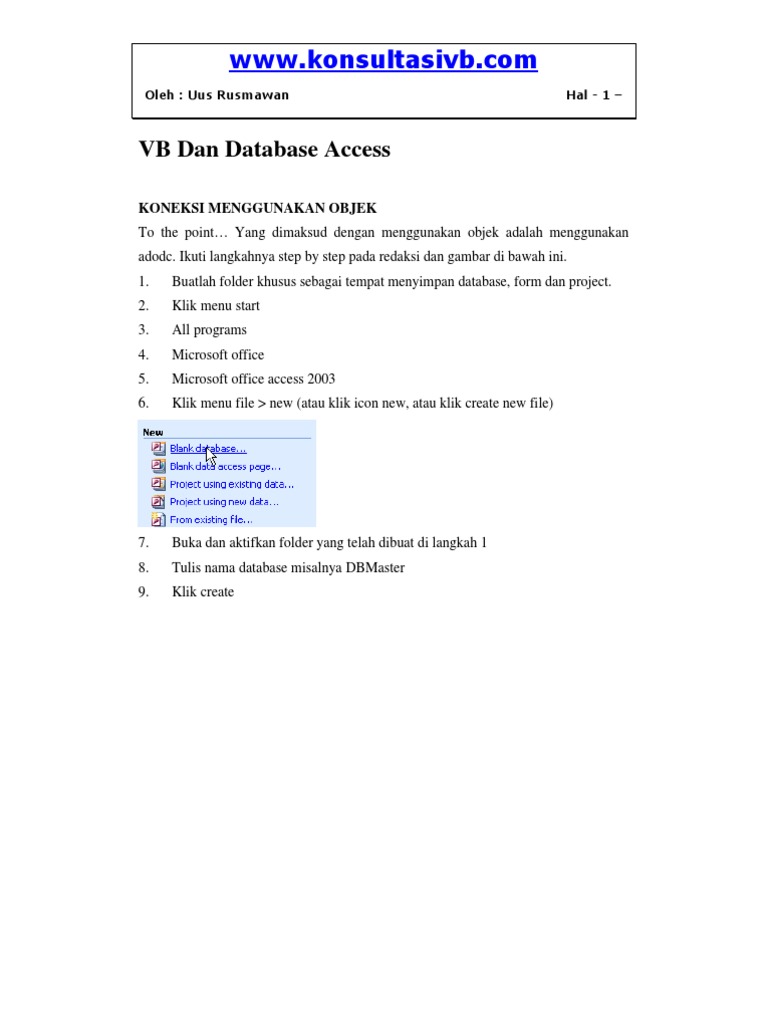 Koneksi VB Dengan Database Access | PDF