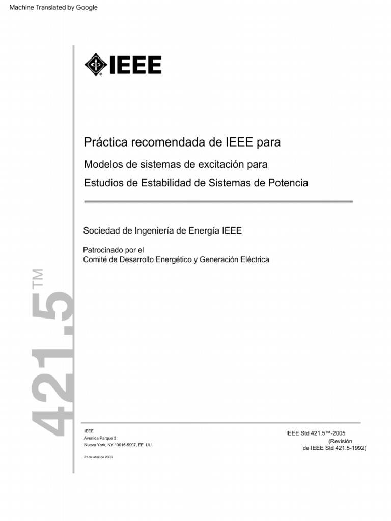 IEEE STD 421.5 - Excitation Models - Traducido | PDF | Instituto de ...
