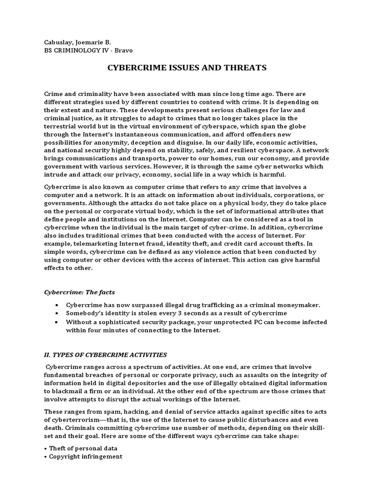 Cyber Crime Issues and Threats | PDF | Security | Computer Security