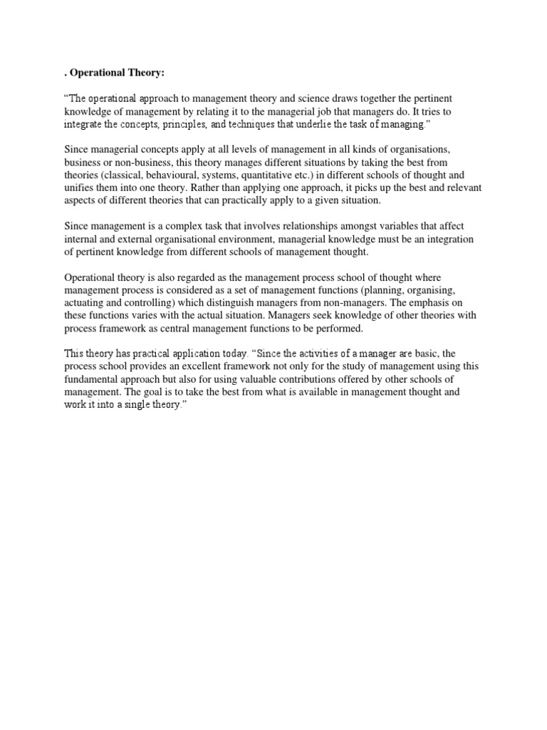 Operational Theory | PDF