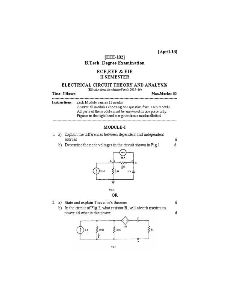 Electrical Circuit Theory and Analysis | PDF
