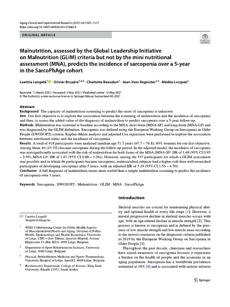 MNA Sarcopenia | PDF