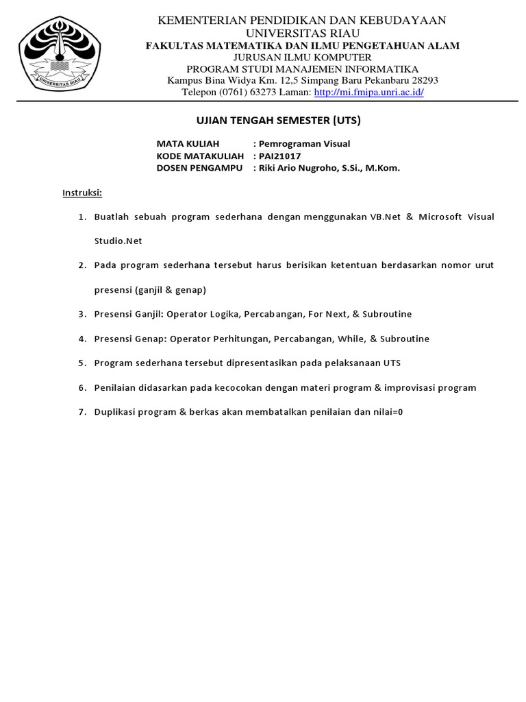 Pemrograman Visual (UTS) | PDF