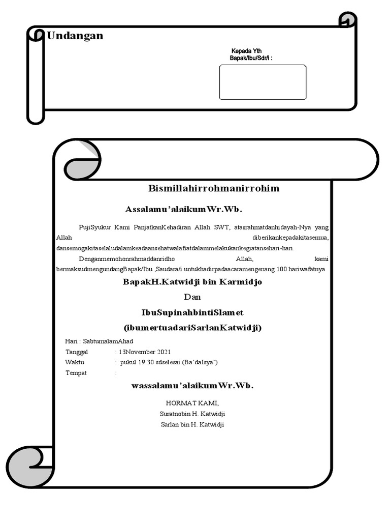 Format Undangan Yasinan 2 | PDF