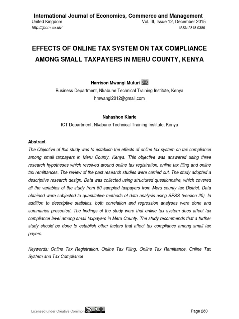 Effects of Online Tax System On Tax Comp | PDF | Coefficient Of ...