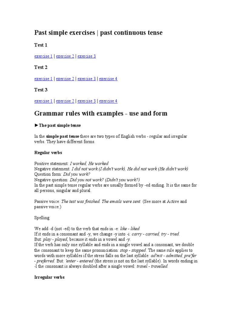 Past Simple Exercises | PDF