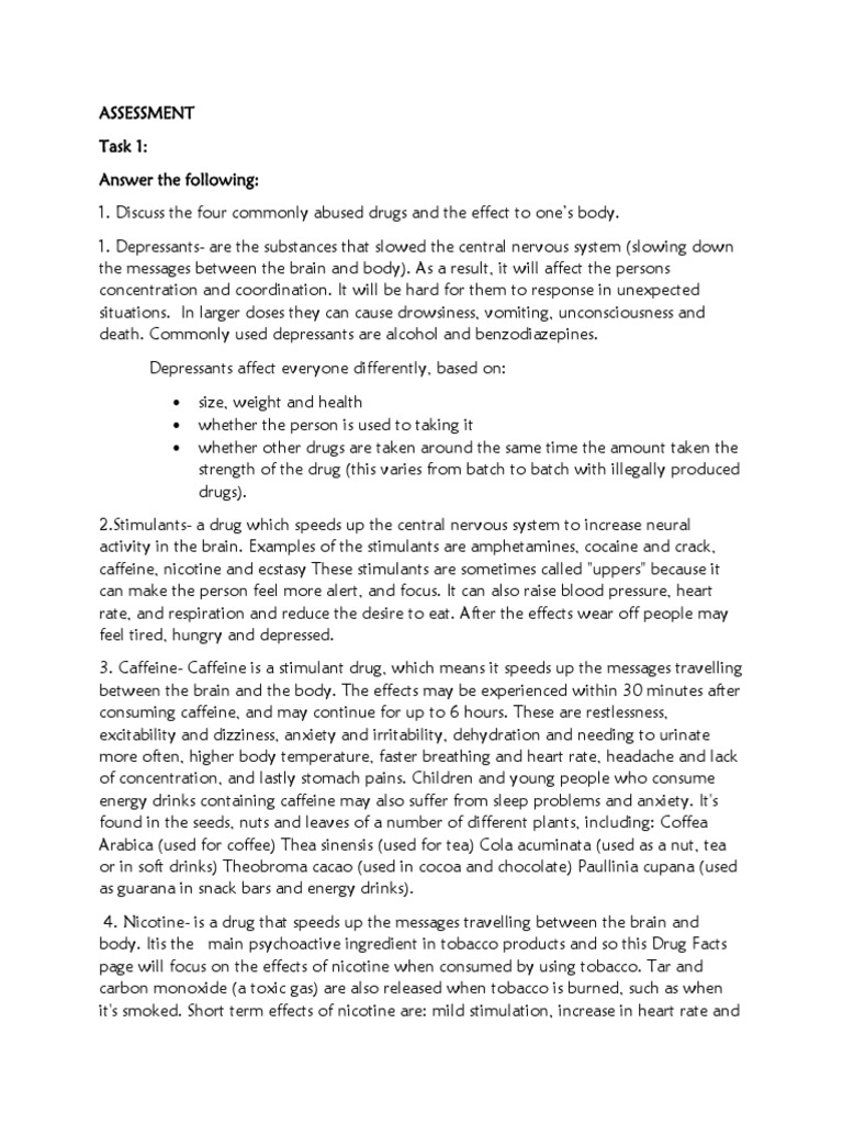 Assessment Module 4 Drug Prevention | PDF | Stimulant | Caffeine