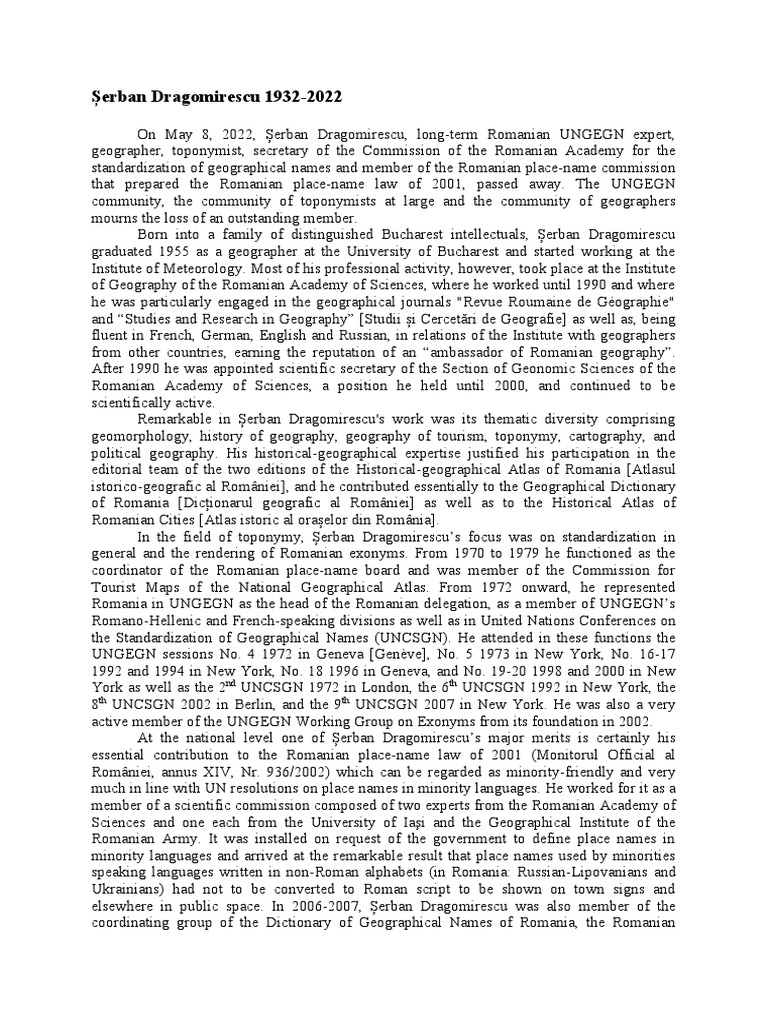 Dragomirescu Necrolog | PDF