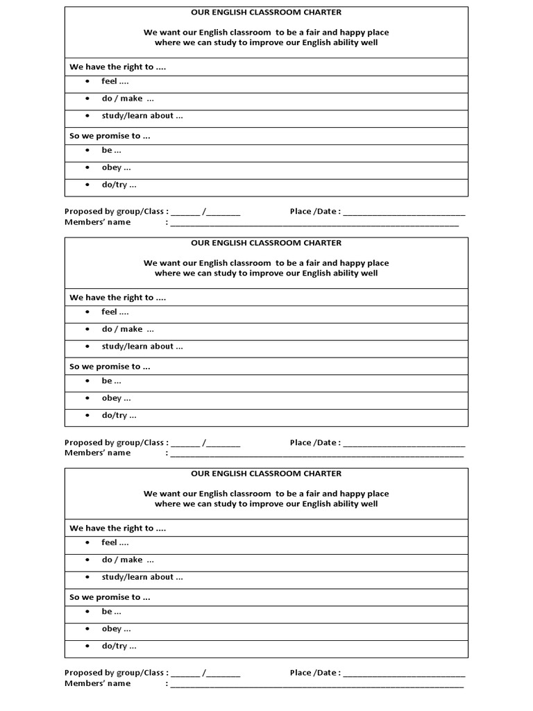 Our English Classroom Charter | PDF Our English Classroom Charter | PDF