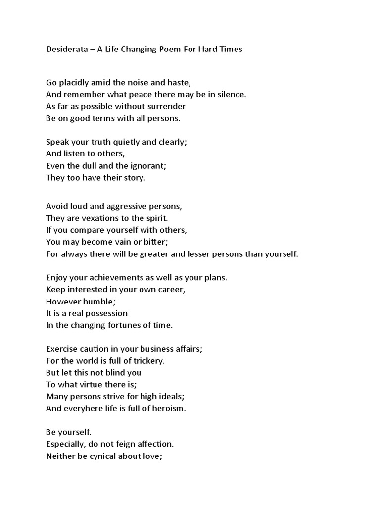 Desiderata | PDF | Poetry