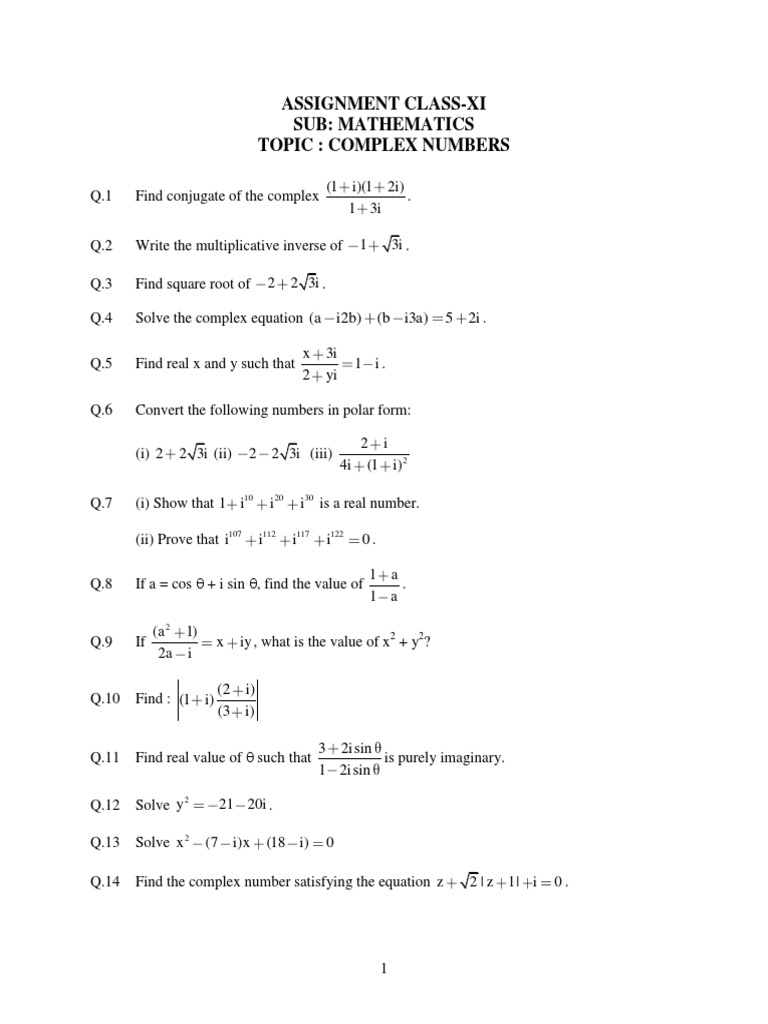 Complex Numbers | Download Free PDF | Complex Number | Mathematical Analysis